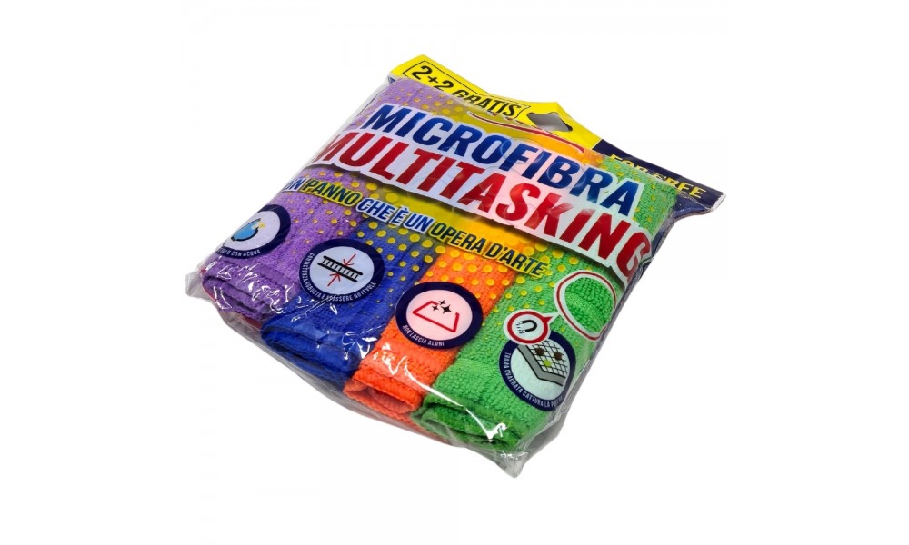 PANNI MICROFIBRE MULTITASKING 4 pz 32x32 PER TUTTI GLI USI